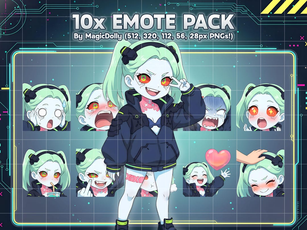 Rebecca Emotes, Cyberpunk Edgerunners Anime Chibi Stickers Emoji for ...