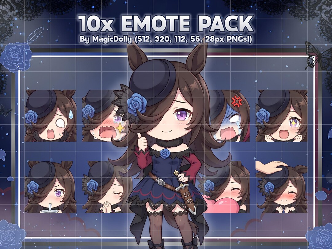 Rice Shower Emotes, Umamusume Anime Chibi Stickers Emoji for Discord ...