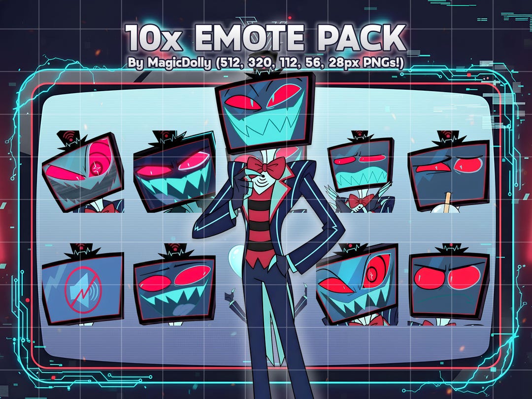 Vox Emotes, Hazbin Hotel Anime Chibi Stickers Emoji for Discord/twitch ...