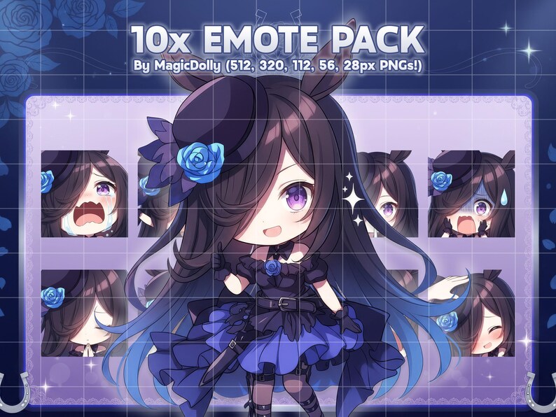 Rice Shower Emotes, Umamusume Anime Chibi Stickers Emoji for Discord ...