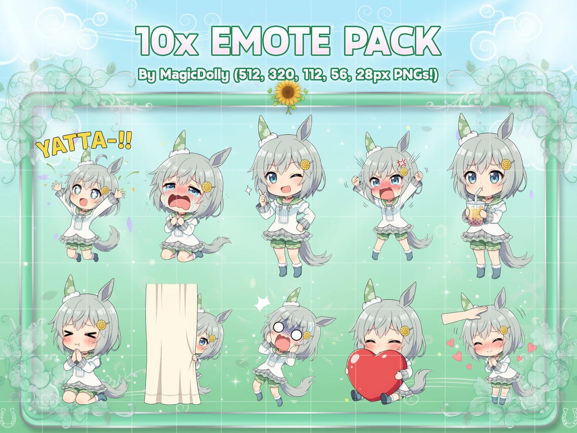 Seiun Sky Emotes, Umamusume Anime Chibi Stickers Emoji for Discord ...