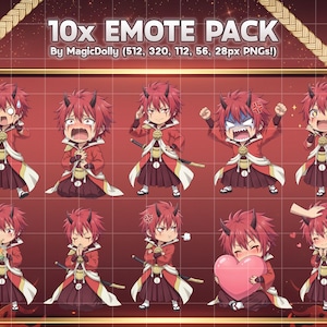Benimaru Emotes, Tensura Anime Chibi Stickers Emoji for Discord/twitch ...