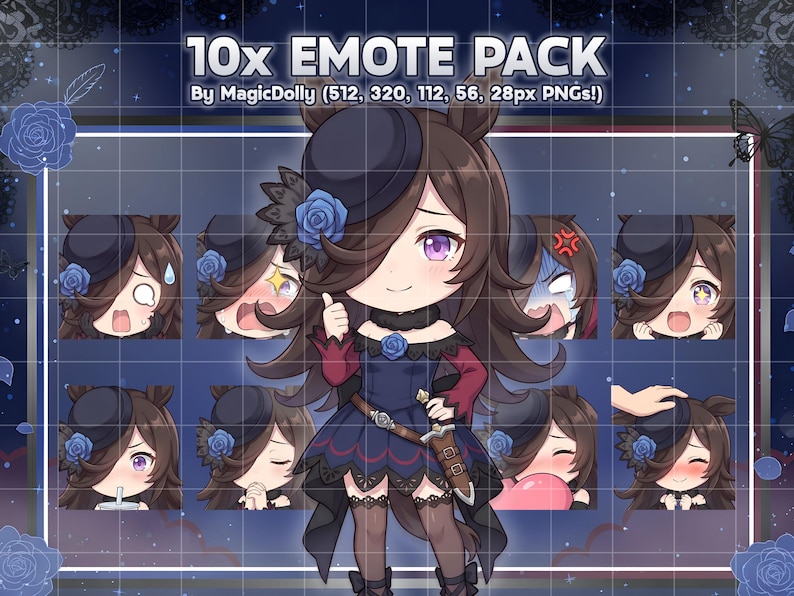 Rice Shower Emotes, Umamusume Anime Chibi Stickers Emoji for Discord ...