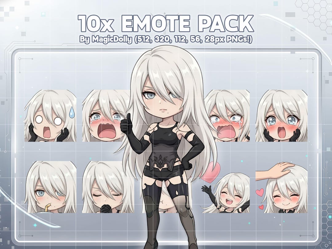 A2 Emotes, Nier Automata Anime Chibi Stickers Emoji for Discord/twitch ...