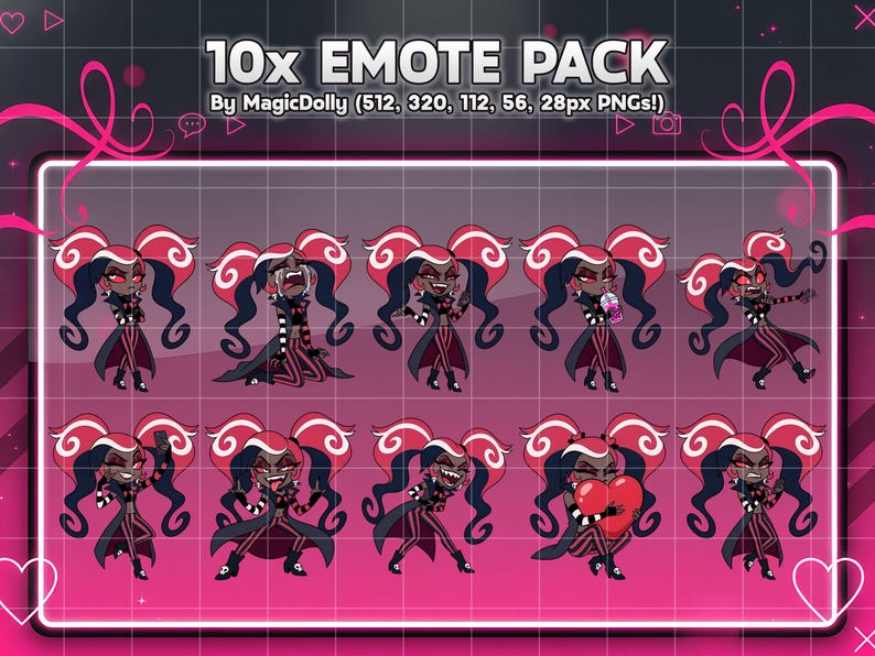 Velvette Emotes, Hazbin Hotel Anime Chibi Stickers Emoji for Discord ...