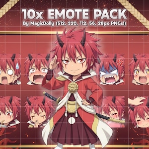 Benimaru Emotes, Tensura Anime Chibi Stickers Emoji for Discord/twitch ...