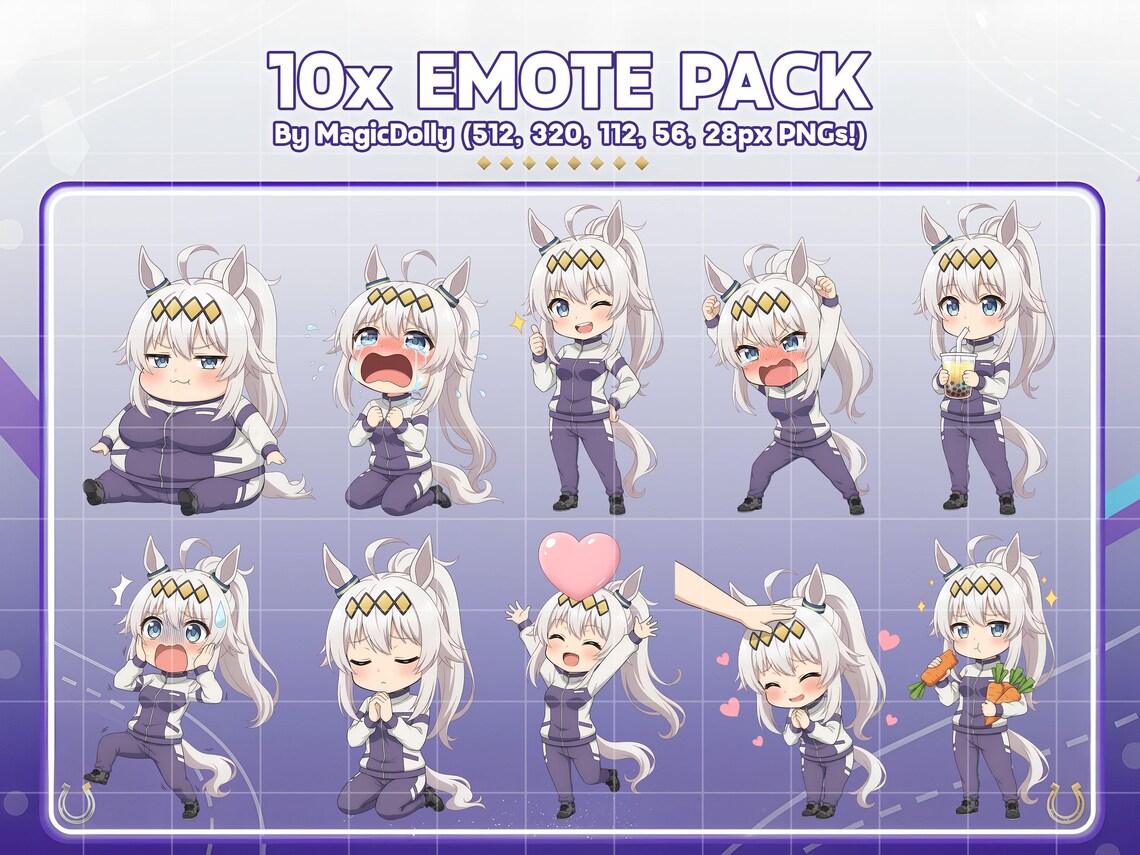 Oguri Cap Emotes, Anime Chibi Stickers, Discord Twitch Youtube (digital ...