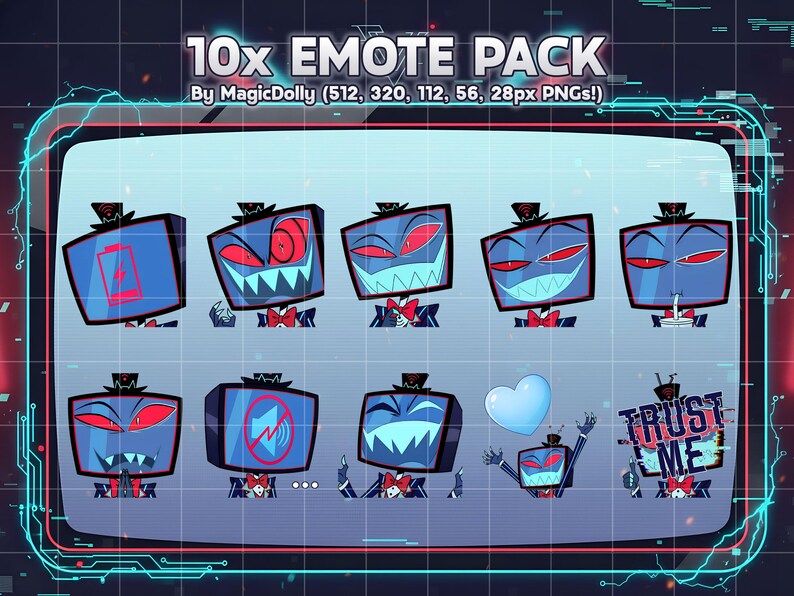 Emotes Vox, stickers chibi del anime Hazbin Hotel para Discord, Twitch ...