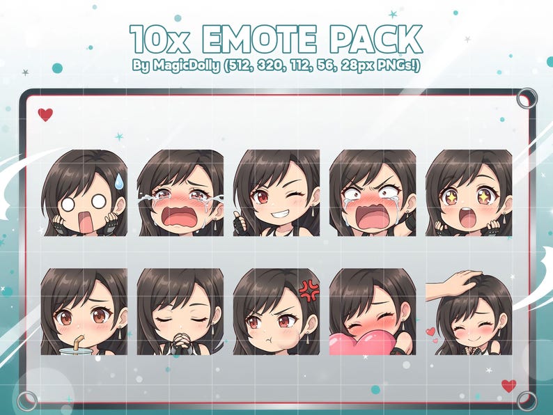 Emotes de Tifa Lockhart, stickers de Final Fantasy Chibi para Discord ...