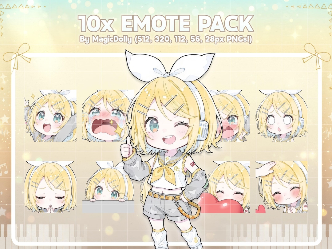 Kagamine Rin Emotes, Vocaloid Anime Chibi Stickers Emoji for Discord ...
