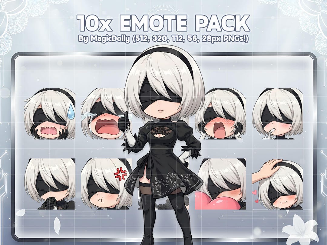 2B Emotes, Nier Automata Anime Chibi Stickers Emoji for Discord/twitch ...