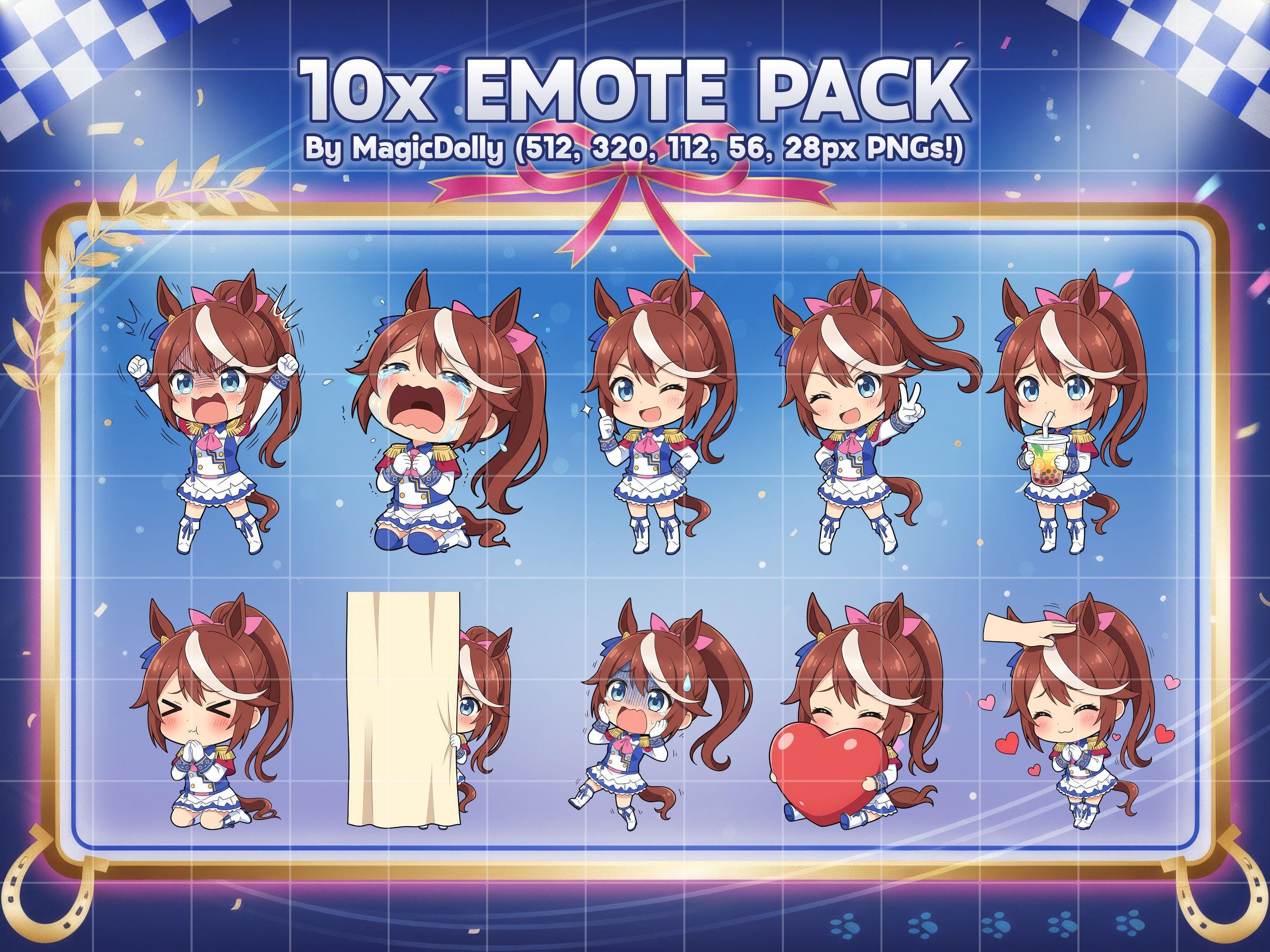 Tokai Teio Emotes, Umamusume Anime Chibi Stickers Emoji for Discord ...