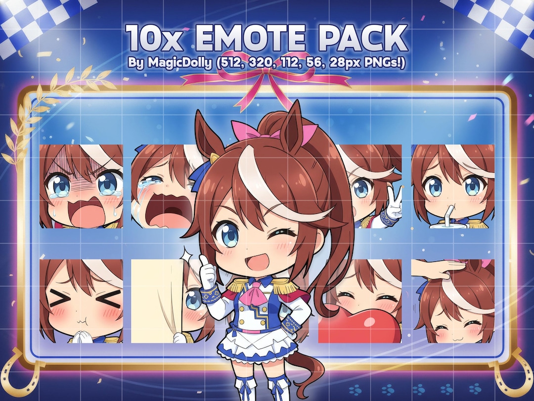 Tokai Teio Emotes, Umamusume Anime Chibi Stickers Emoji for Discord ...