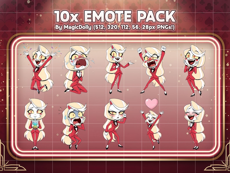 Charlie Morningstar Emotes, Hazbin Hotel Stickers, Chibi Emoji (digital ...