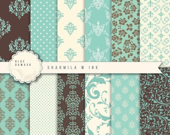 DAMASK Digital Paper Digital Scrapbooking Paper Pack Red Damask Pattern ...