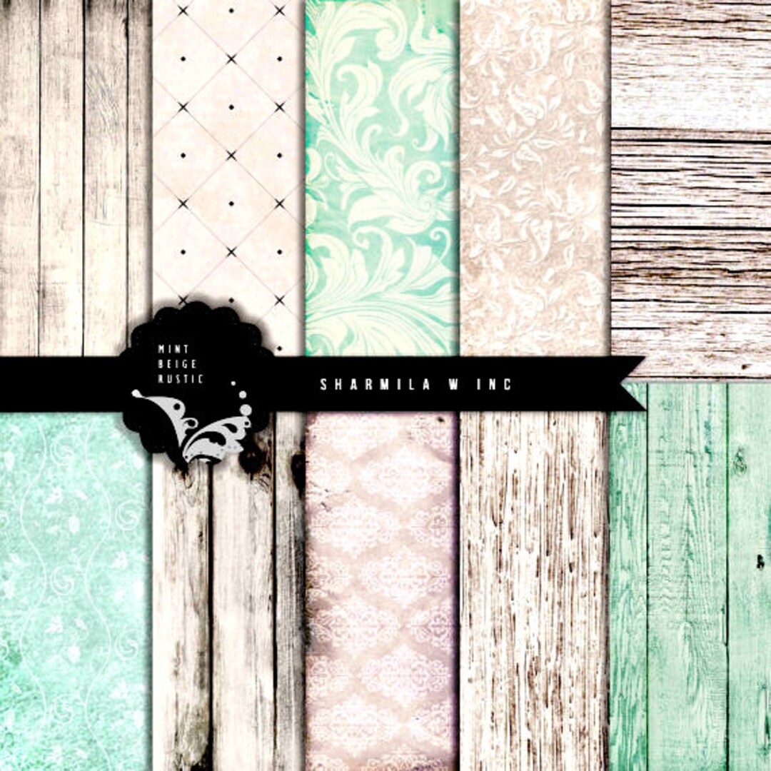 Mint Shabby Chic Digital Paper Grunge Old Vitage Textures Wood Pattern ...