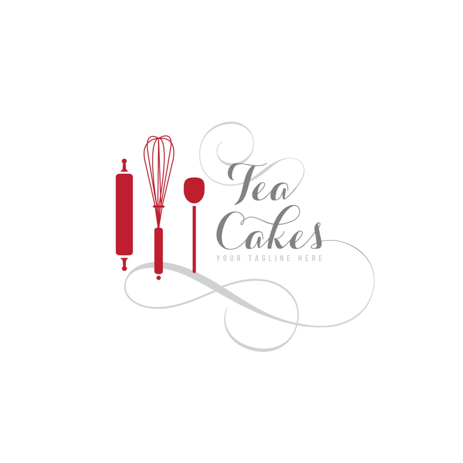Kitchen Logo Design, Customizable Pre-made OOAK Modern Logo Design Red ...