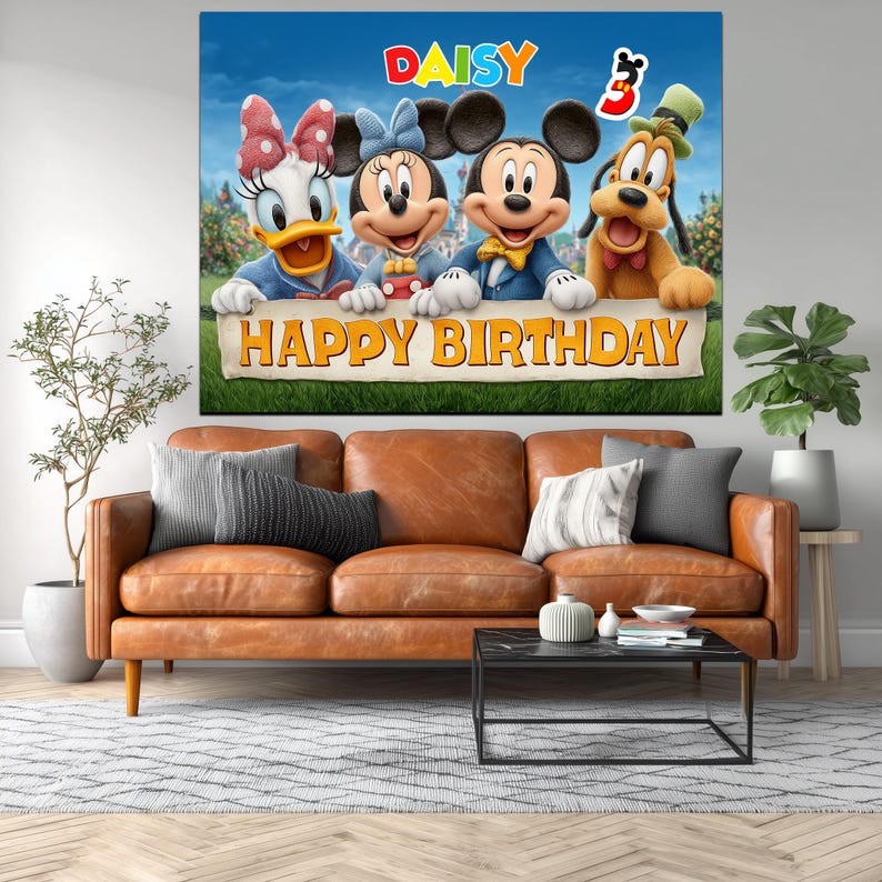 Custom Name Micky Mouse Pool Party Backdrop, Birthday Decoration ...