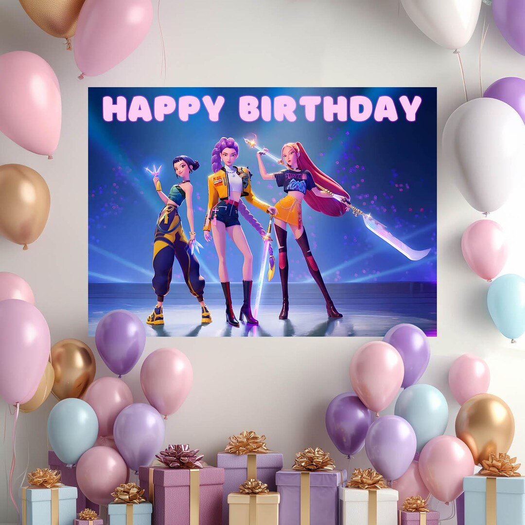 59" X 83" Kpop Demon Hunter Pool Party Backdrop, Birthday Decoration ...