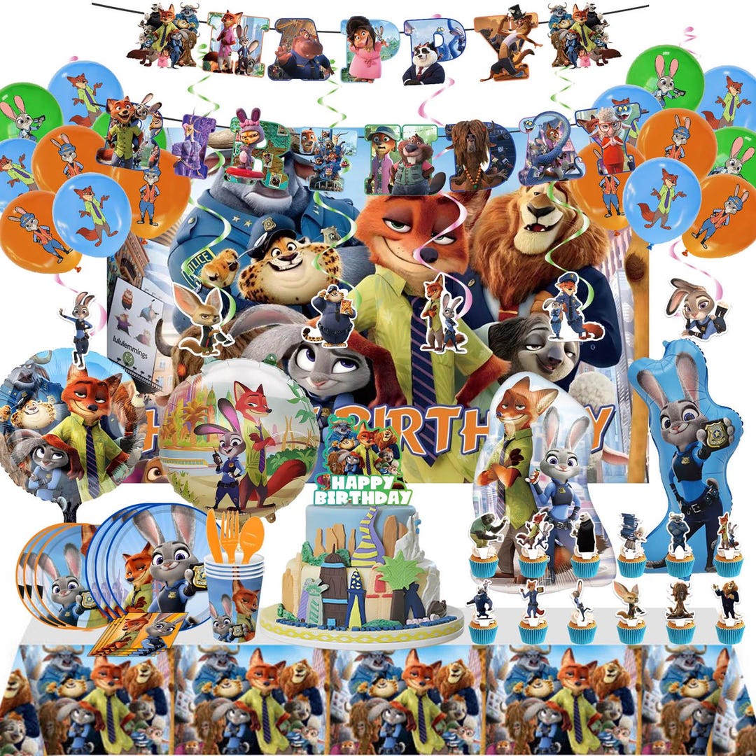 191 PCS Zootopia Full Birthday Party Set Decoration Set Party Supplies ...