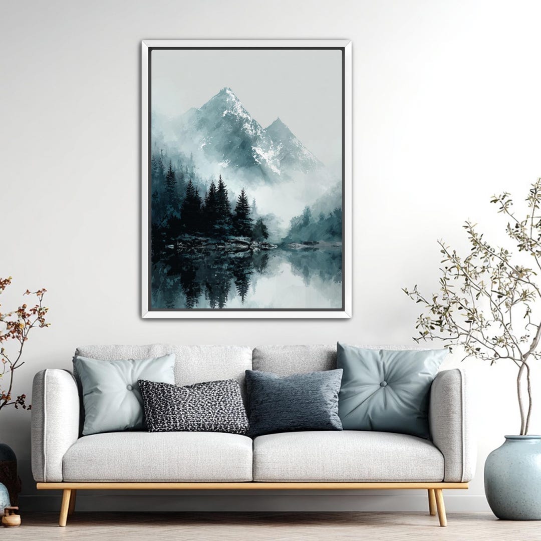 Alpine Mountain Wall Art | Misty Forest Landscape Print | Framed or ...