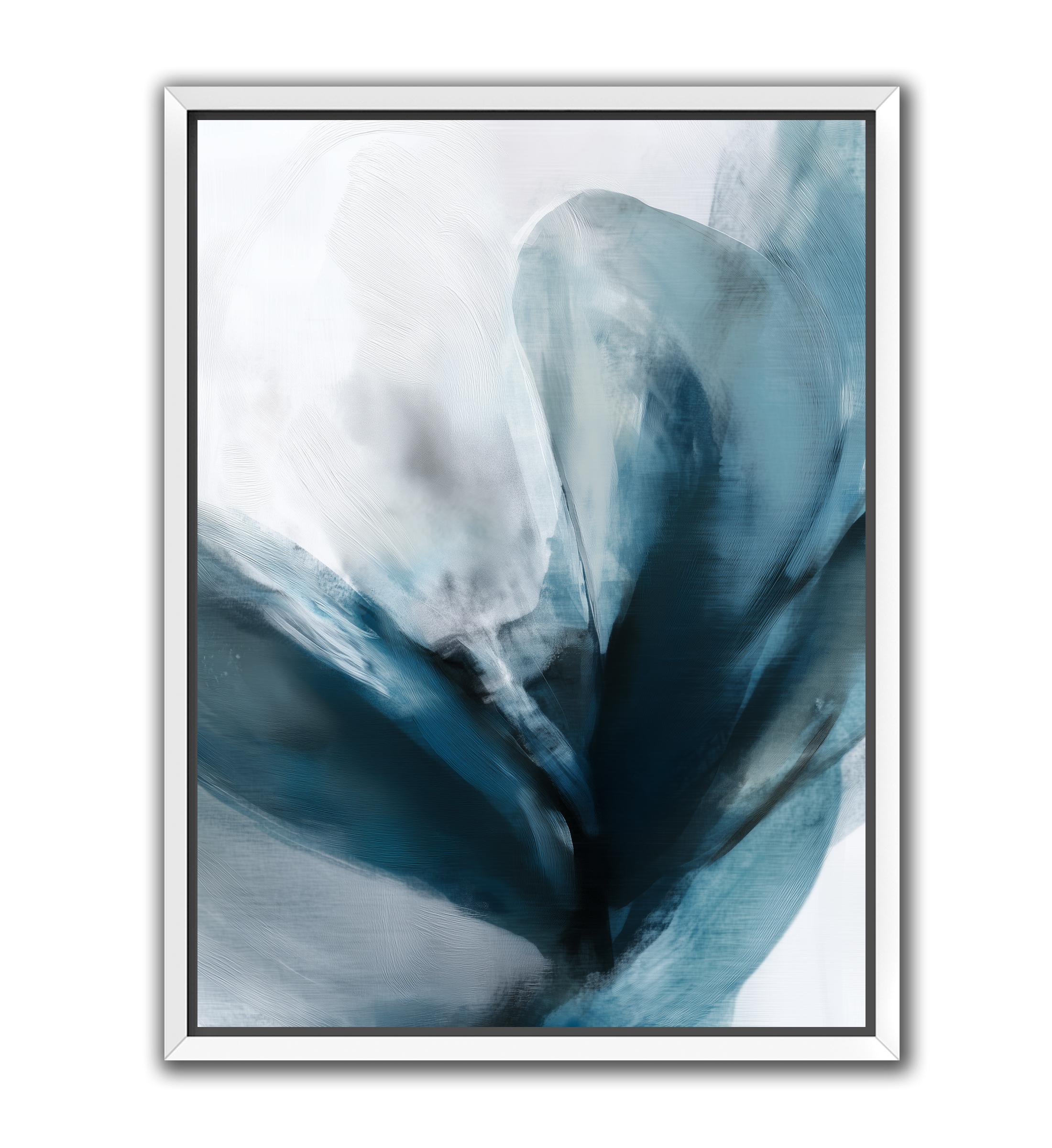 Abstract Blue Floral Wall Art Set of 2, Moody Botanical Canvas Prints ...