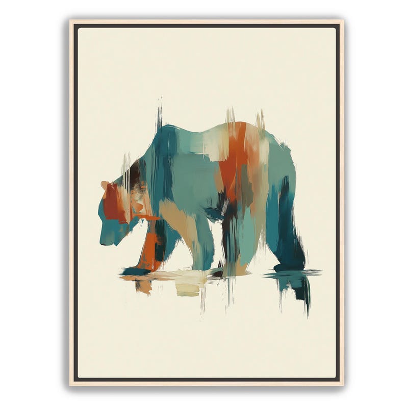Abstract Bear Wall Art Print, Modern Wildlife Painting, Earth Tone Bear ...