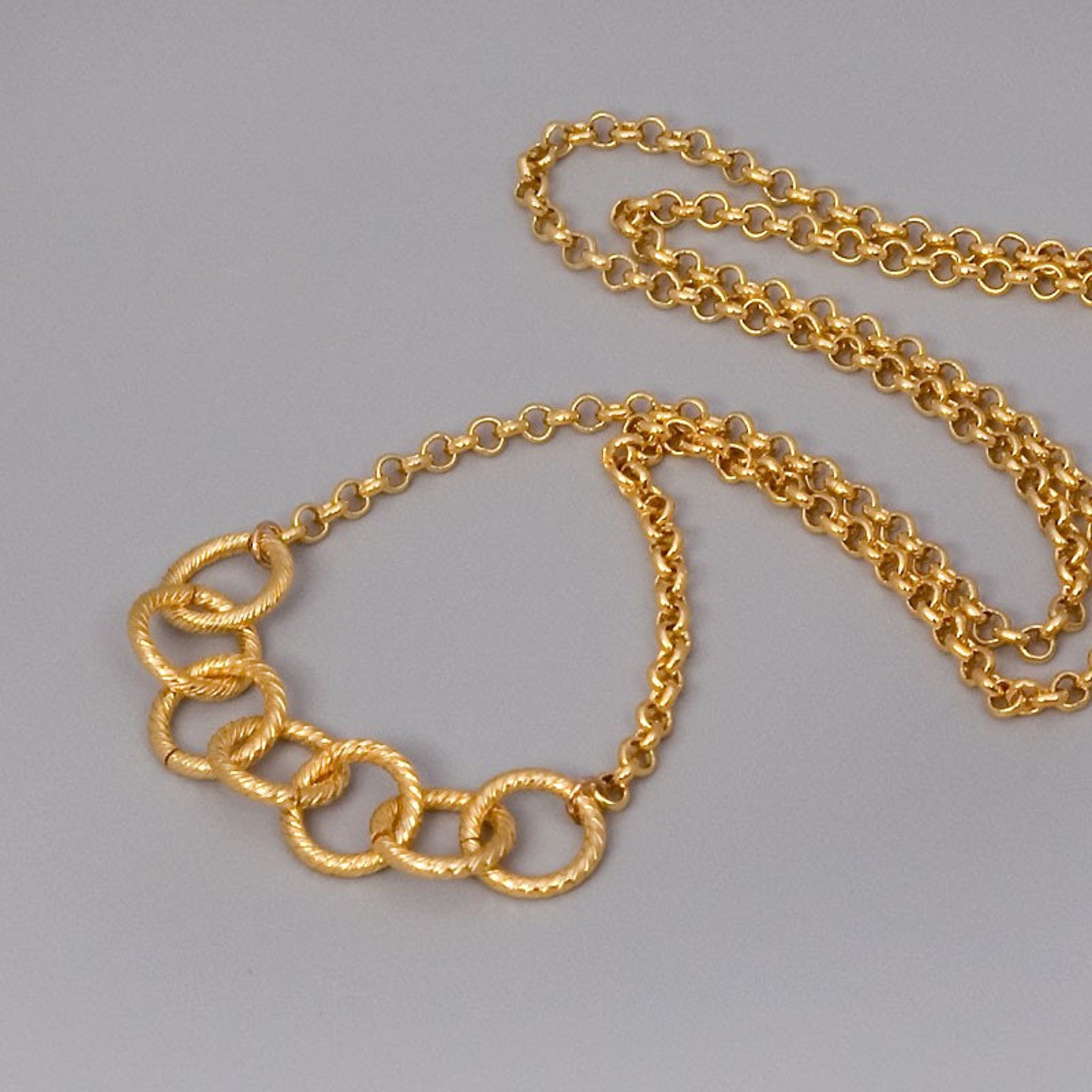 Simple Gold Necklace Gold Chain Necklace Links Circles - Etsy