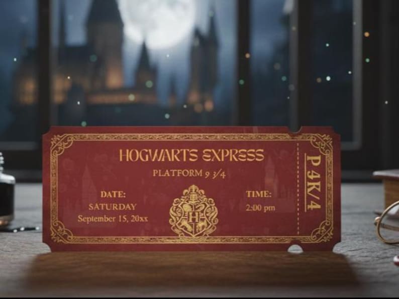Wizarding World Birthday Invitation and Train Ticket Editable Wizards ...