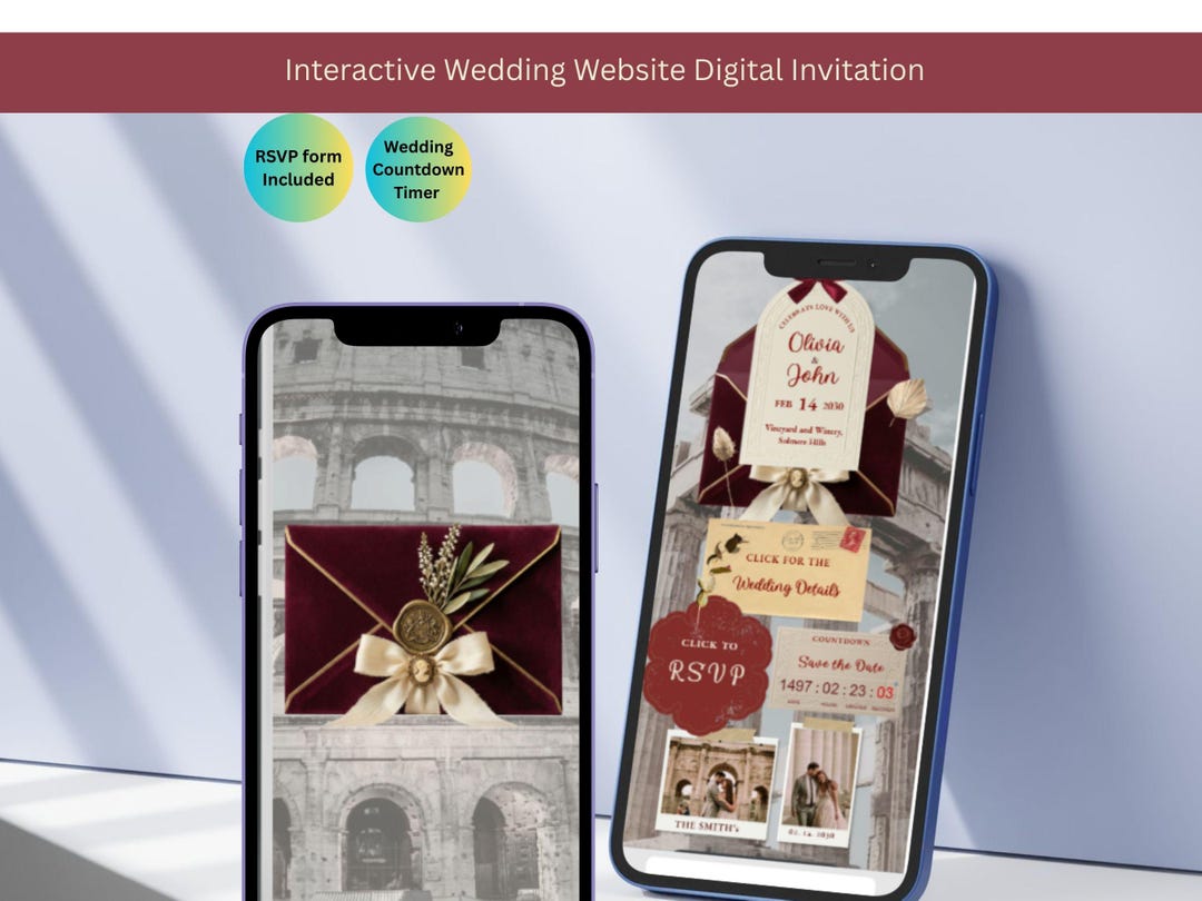 Old Money Wedding Website Template Classic Burgundy Digital Wedding ...