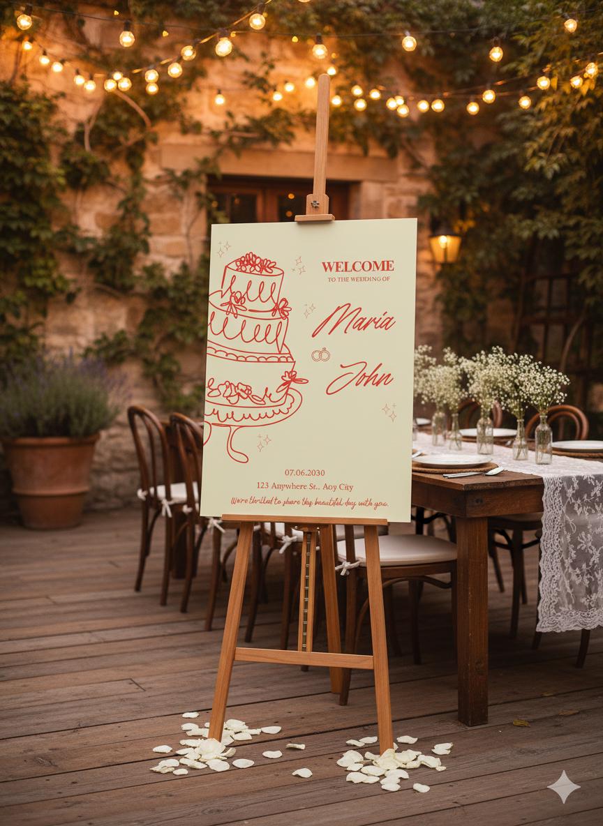 Minimalist Welcome Sign Hand-drawn Wedding Welcome Sign Simple Wedding ...