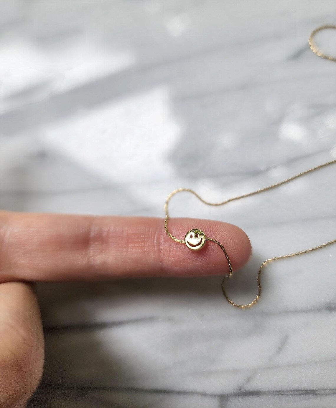 Gold Tiny Smile Charm Necklace, Minimalist Smile Happy Lucky Necklace ...