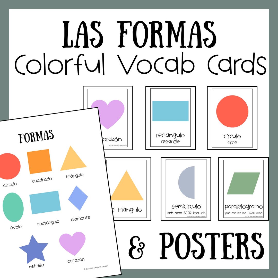 Las Formas Tarjetas De Vocabulario | Colorful Spanish Shapes Vocabulary ...