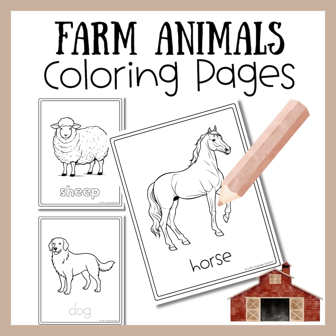 Farm Animals Color Pages - Farm Vocabulary (digital Download) - Etsy