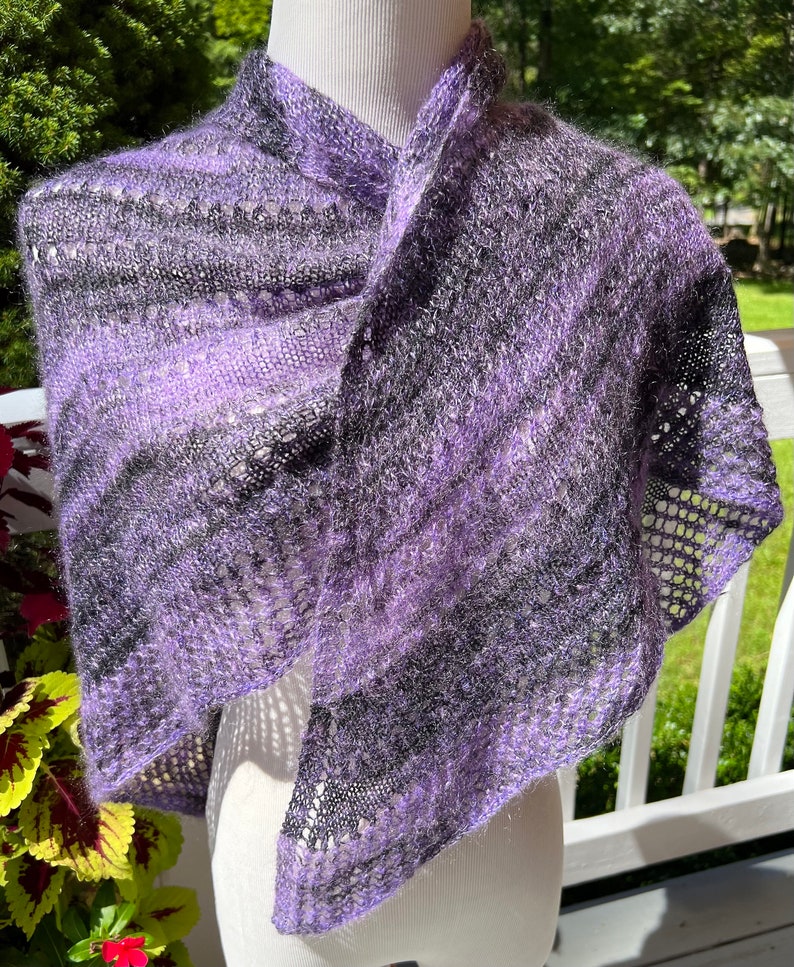 Kid Mohair Silk Cashmere Purple Black Lace Knit Shawl Wrap - Etsy