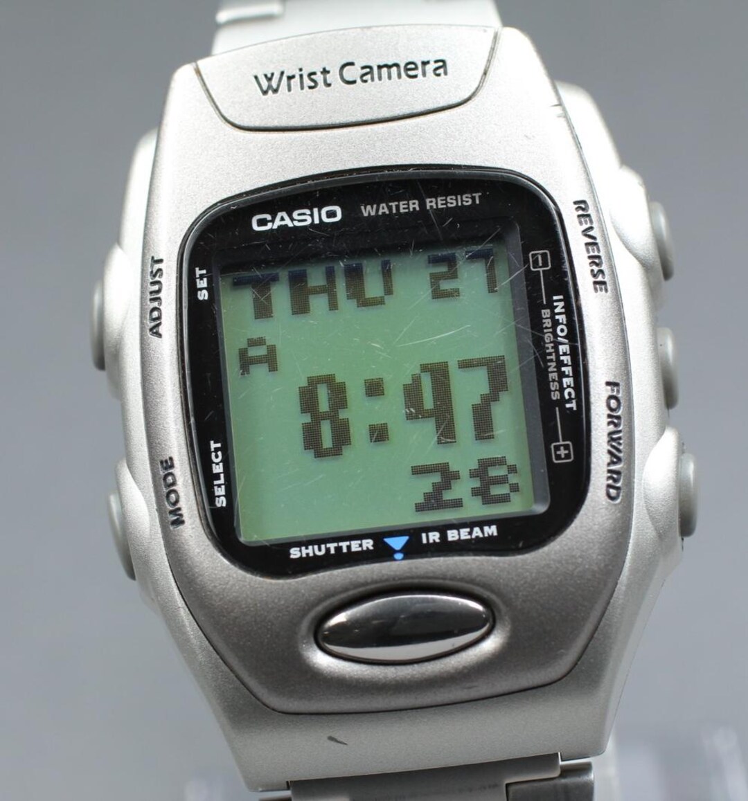 Tested [exc+5] Vintage Casio Wrist Camera WQV-2 39mm Quartz Silver Gray ...