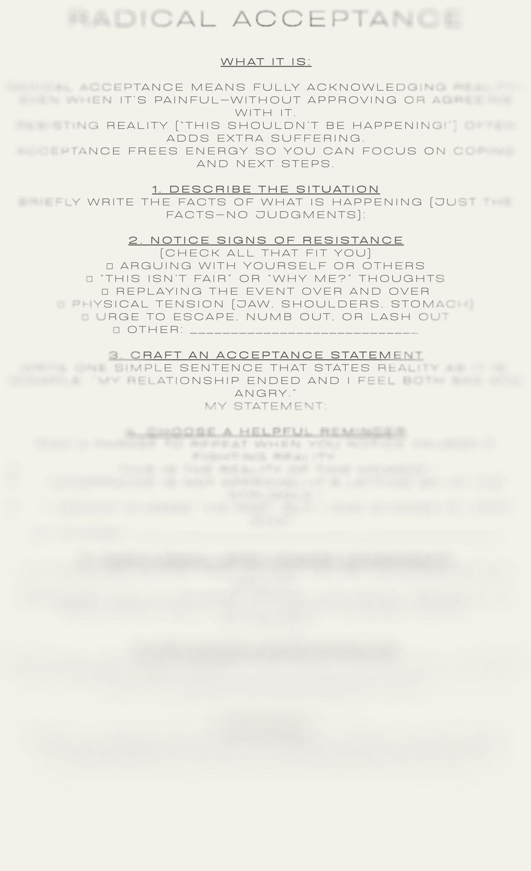DBT Radical Acceptance Worksheet - Etsy