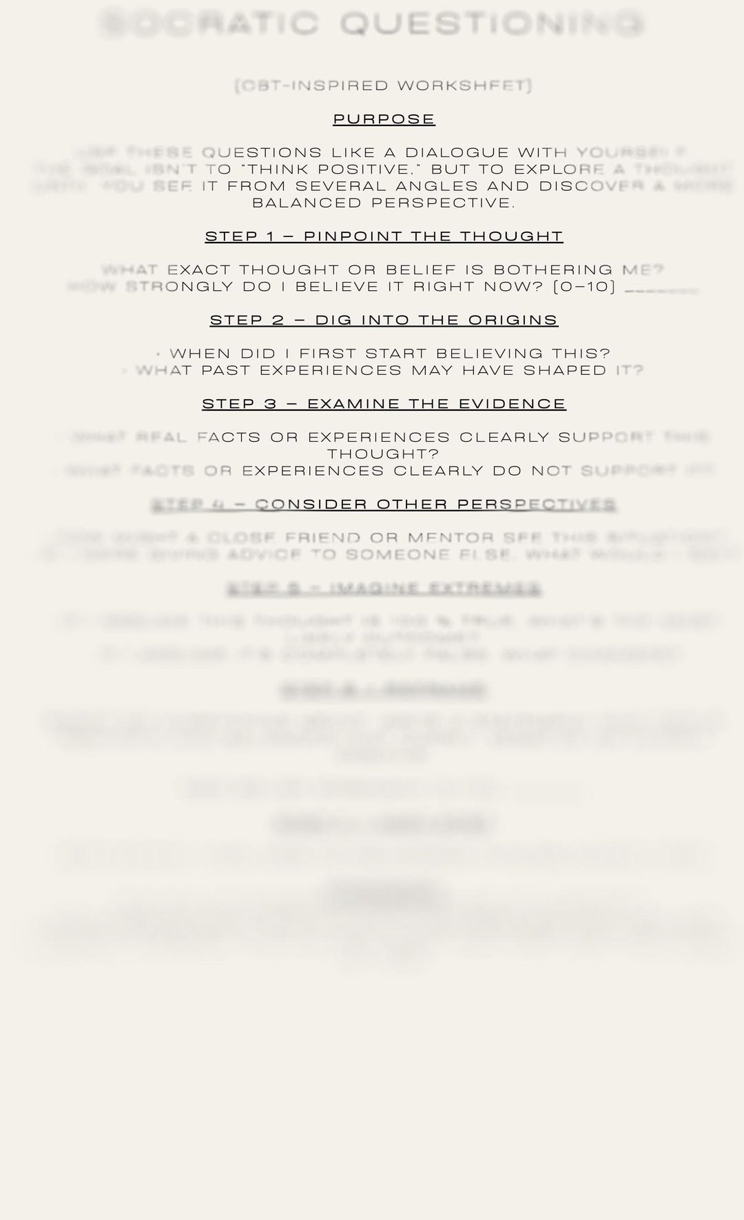 CBT Socratic Questioning Worksheet - Etsy