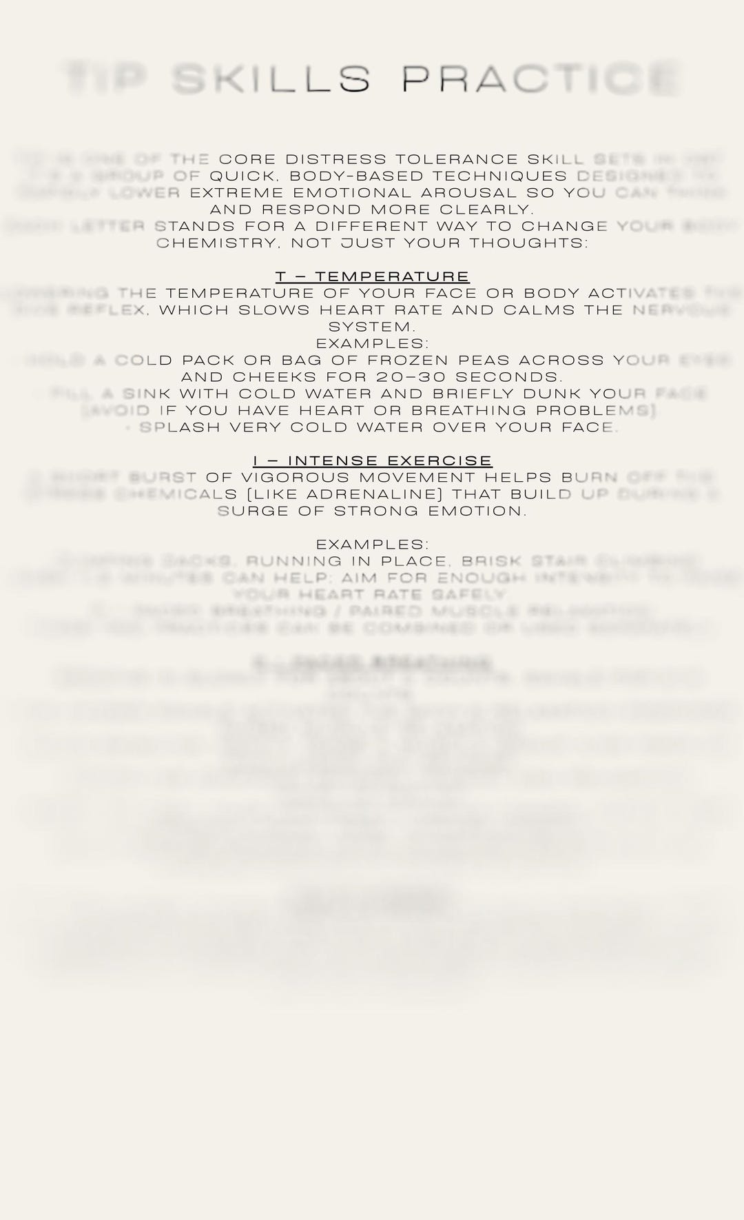 DBT Tip Skill Worksheet - Etsy