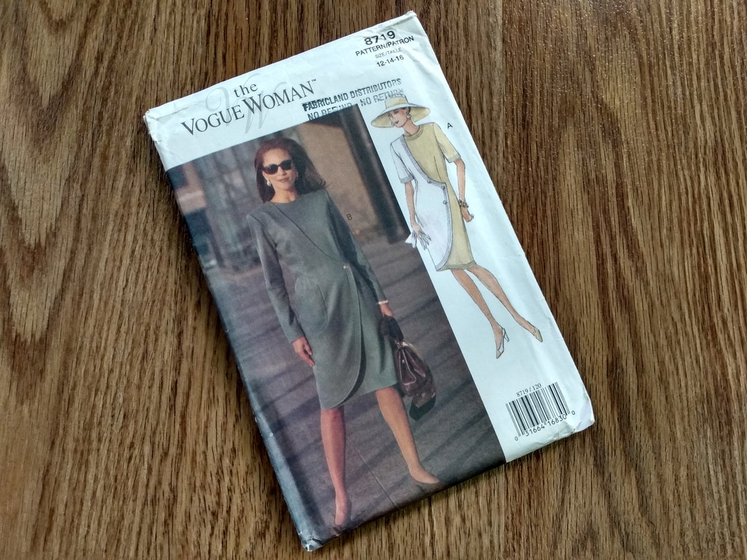 Wrap Front Dress Sewing Pattern Women's Size 12-16 Vintage 90s Vogue ...