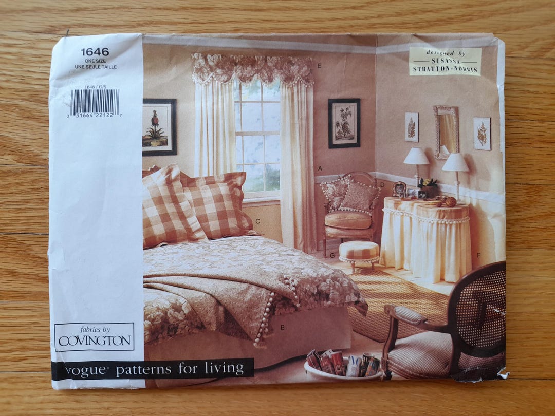 Duvet Pillow Cover Sewing Pattern Curtains Valance Vogue 1646 UNCUT ...