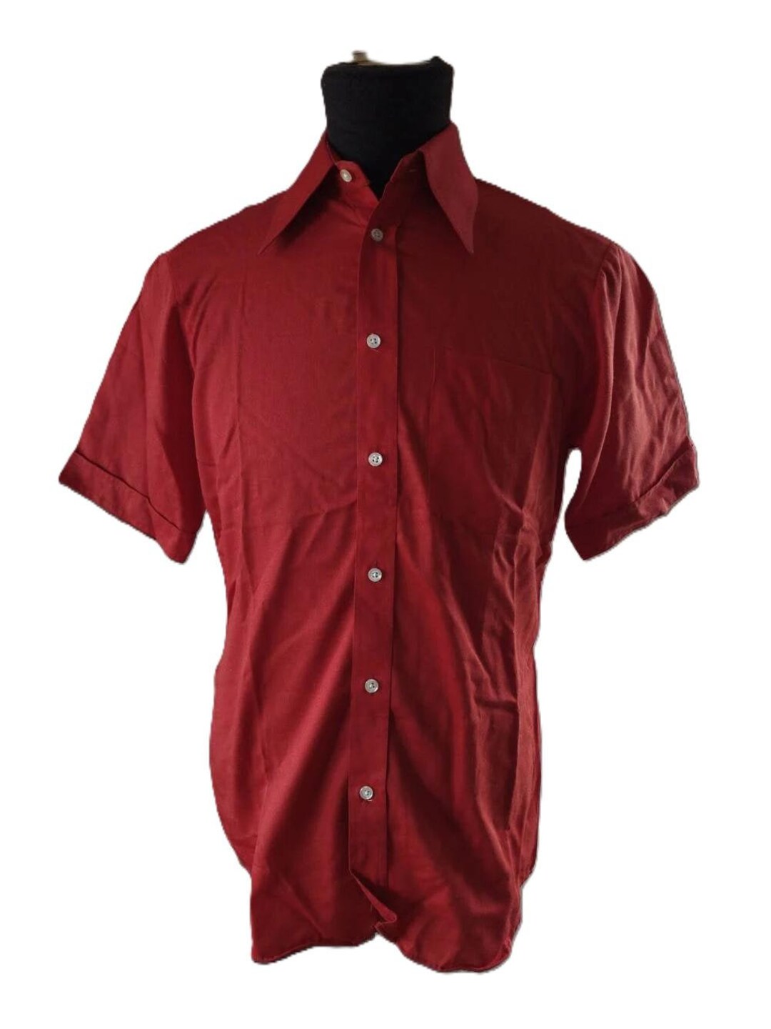 Vintage Mens Butterfly Collar Shirt Button Front 38 Chest Rust Color - Etsy