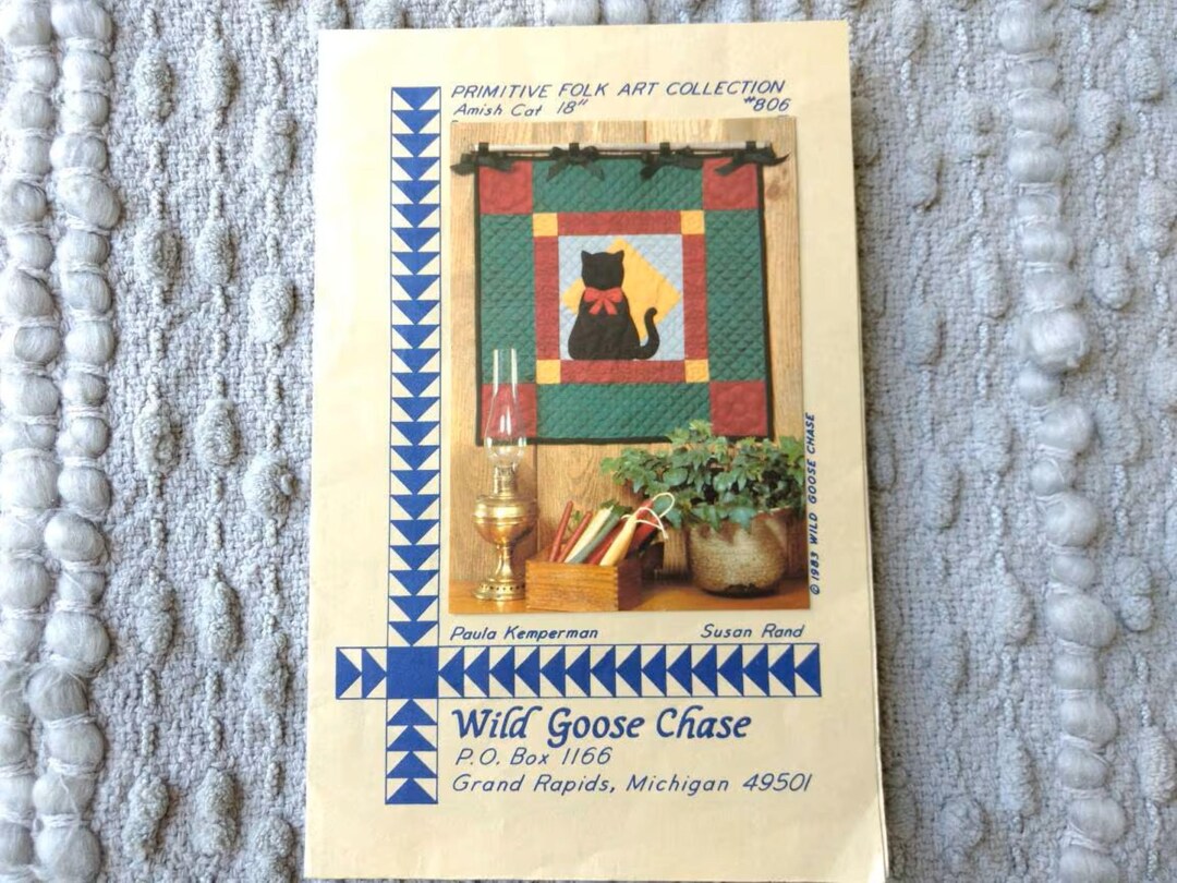 Cat Silhouette Quilt Sewing Pattern 18" Square Wallhanging Amish ...
