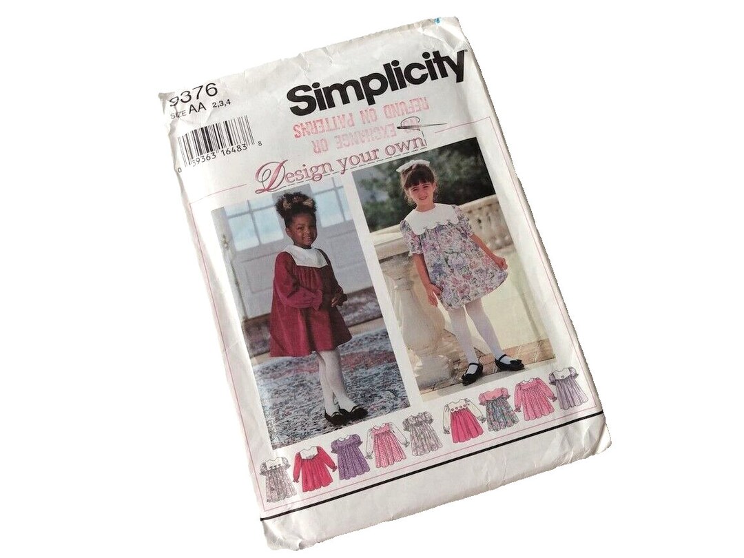 Vintage Girls Dress Sewing Pattern Size 2 3 4 Simplicity 9376 UNCUT - Etsy