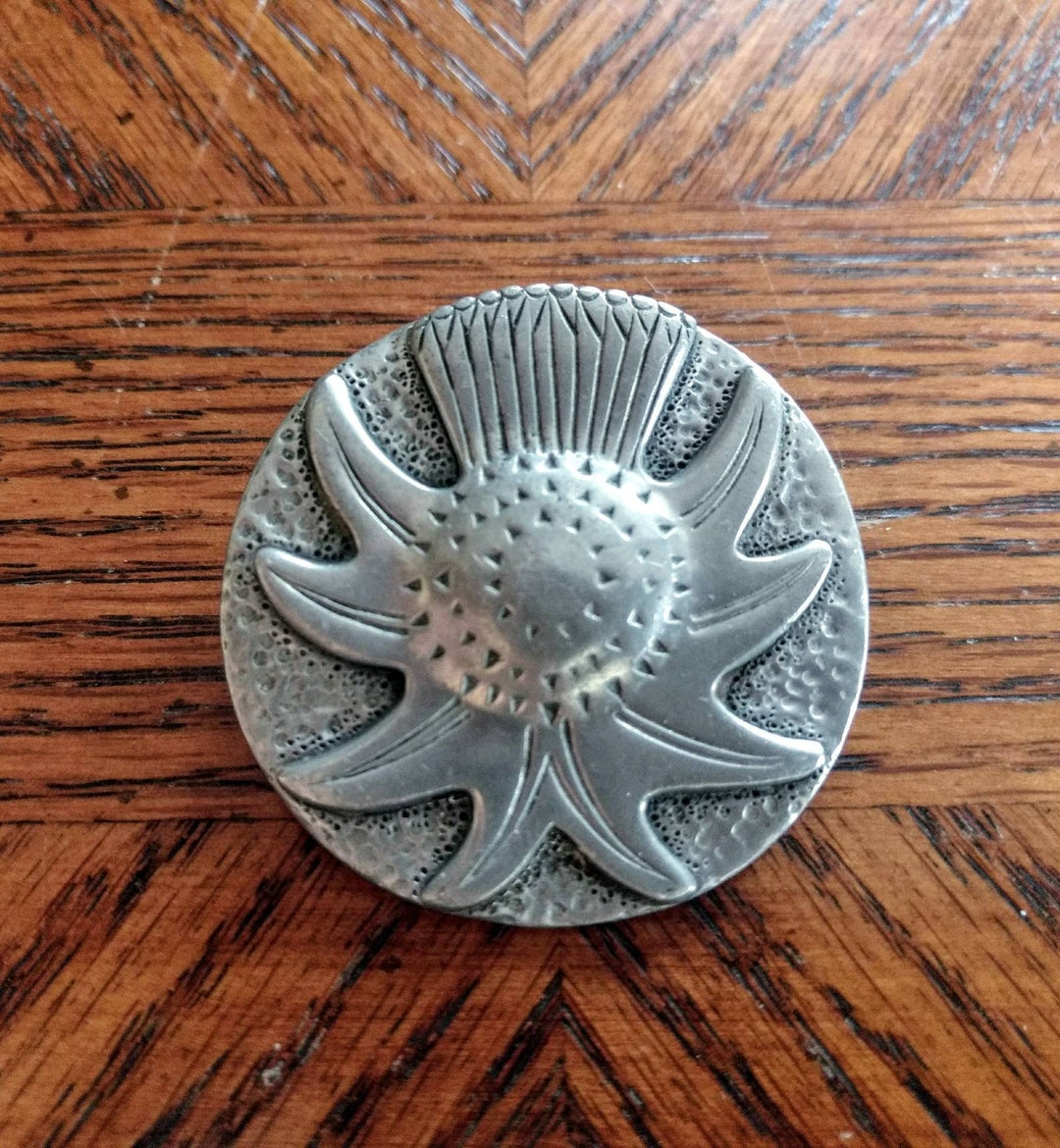 Vintage Thistle Brooch Silver Pewter Color Scarf Pin Scottish Jewelry ...