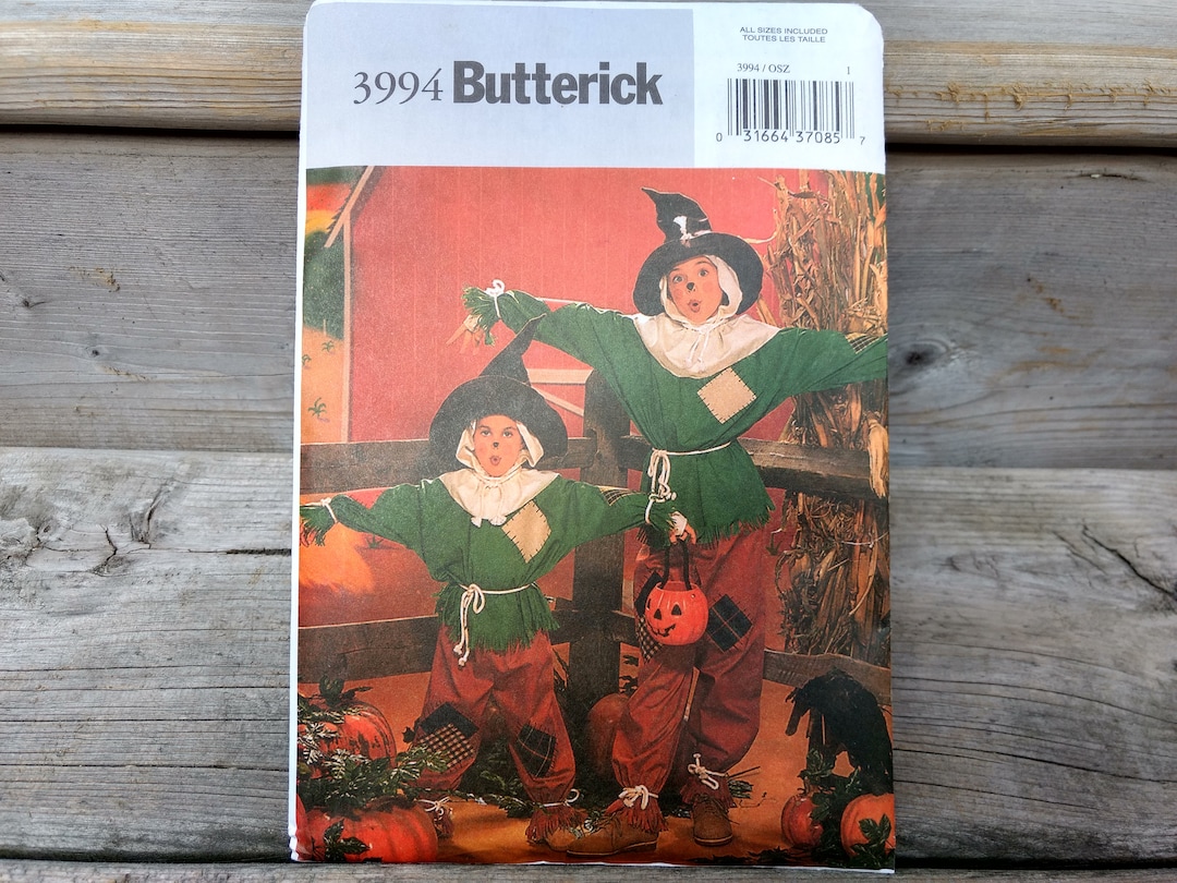 Scarecrow Costume Pattern Medieval Peasant Outfit Childrens Size 4-14 ...