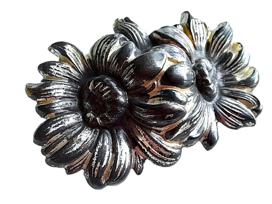 Vintage 1900s Antique Collar Fastener Lace Pin Buckle Prongs Sunflowers ...
