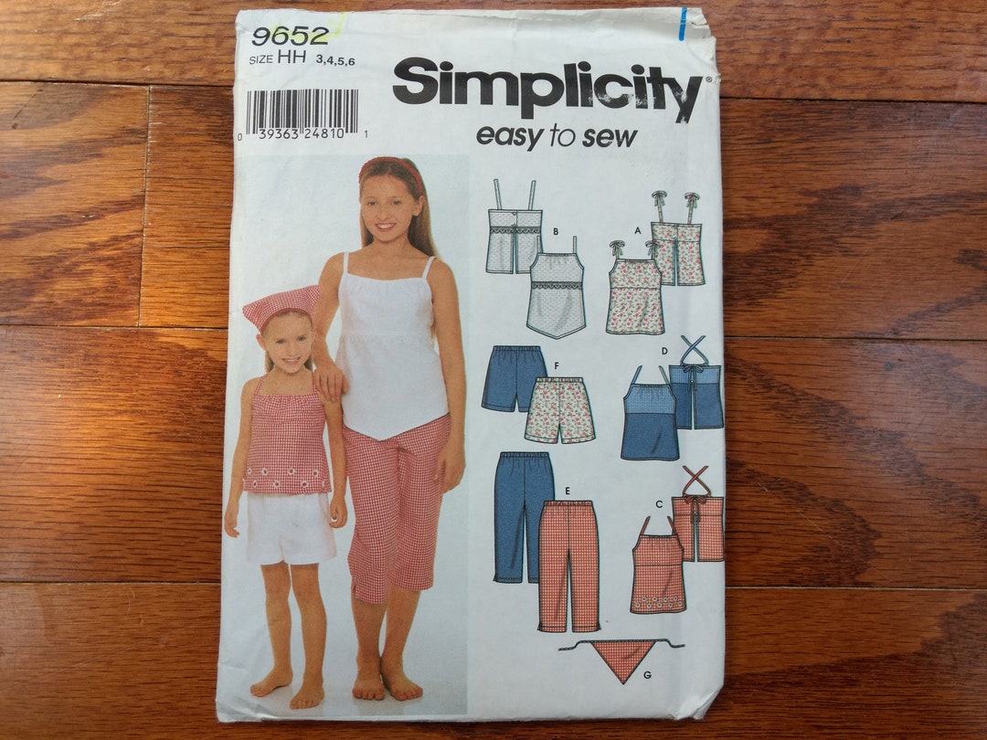 Girls Tops Pants Shorts Sewing Pattern Size 3-6 UNCUT Simplicity 9652 ...
