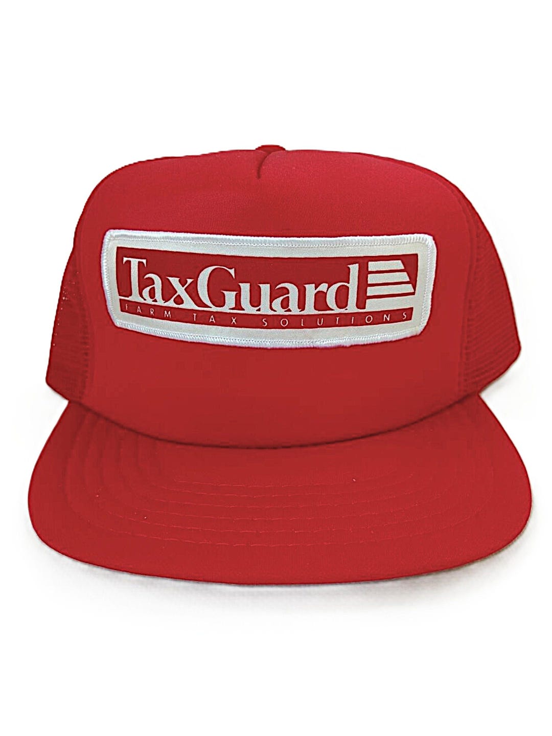 Vintage Red Trucker Hat Taxguard Farm Tax Guard Solutions Mesh Snapback ...