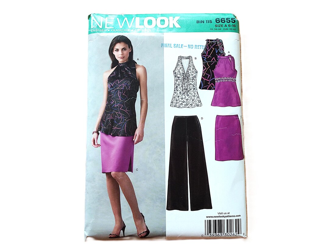 Sleeveless Top Skirt Pants Sewing Pattern Size 6-16 New Look 6655 - Etsy